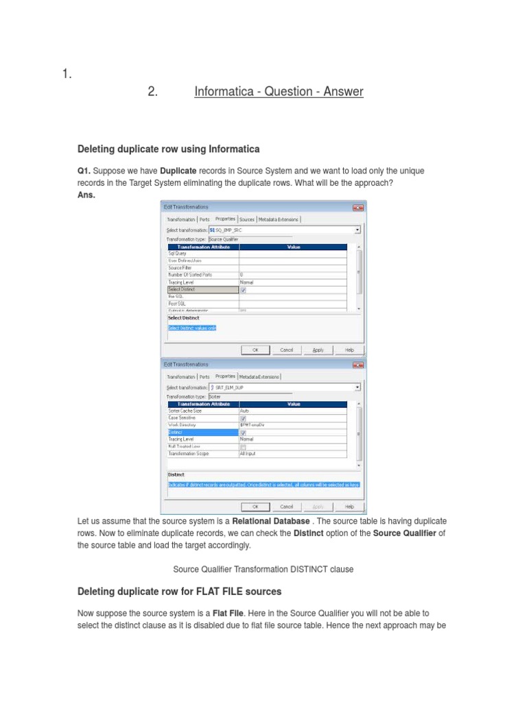 Informatica - Question - Answer: Deleting Duplicate Row Using Informatica | PDF | Oracle ...
