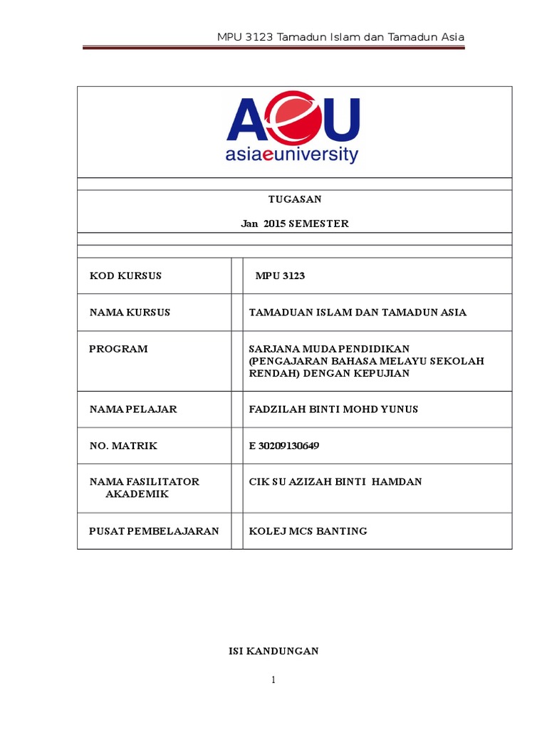 Mpu3123 Fadzilah BT Mohd Yunus E30209130649 | PDF