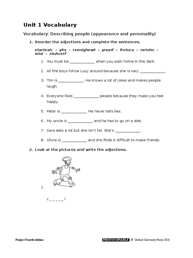 Unit 1 Vocabulary: Vocabulary: Describing People (Appearance and ...