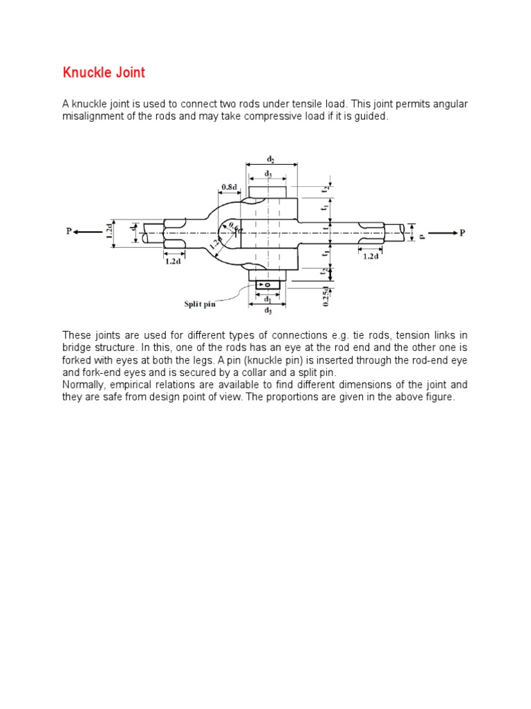 Knuckle Joint Connection Design | PDF