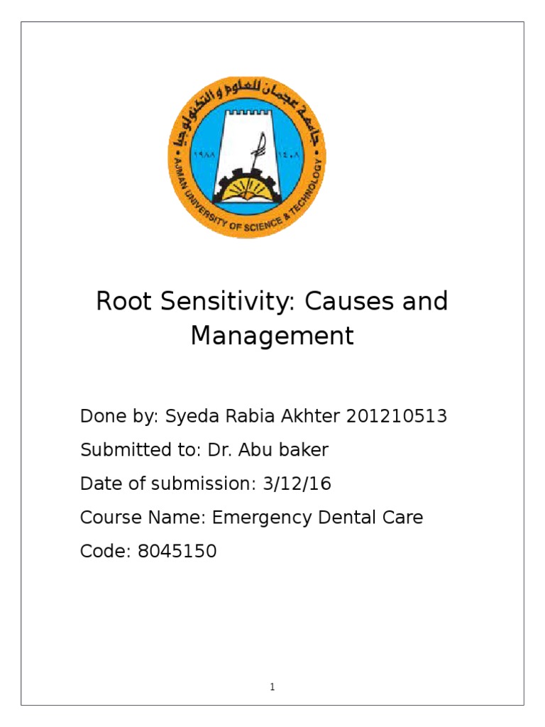 Root Sensitivity: Causes and Management | PDF | Dentin | Human Tooth