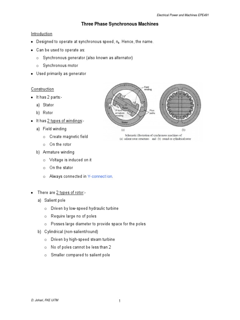 Three Phase Synchronous Motor Overview | PDF | Electricity | Quantity