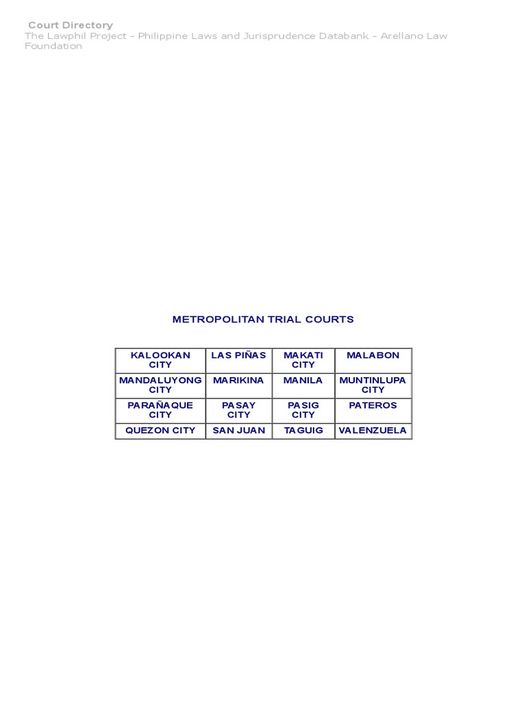 Metropolitan Trial Courts Directory | Makati | Legal Organizations