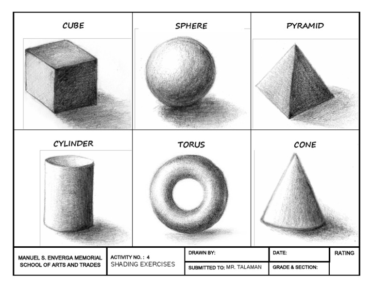 Cube Pyramid Sphere: Shading Exercises | PDF