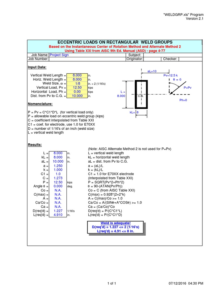 Eccentric Loads On Rectangular Weld Groups | PDF
