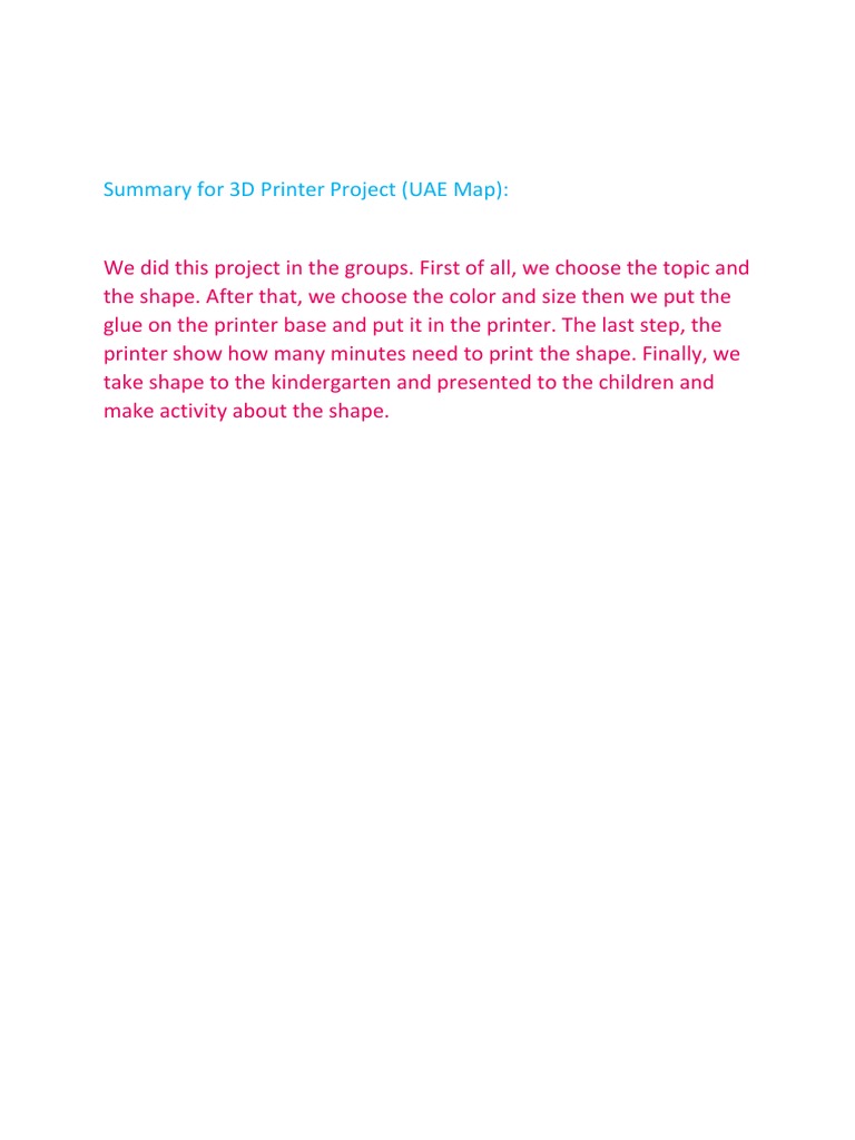 Summary For 3d Printer Project | PDF
