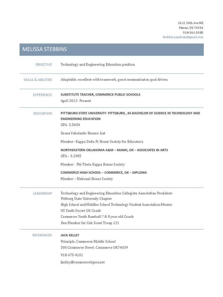 Melissa Stebbins Resume 1pdf | PDF