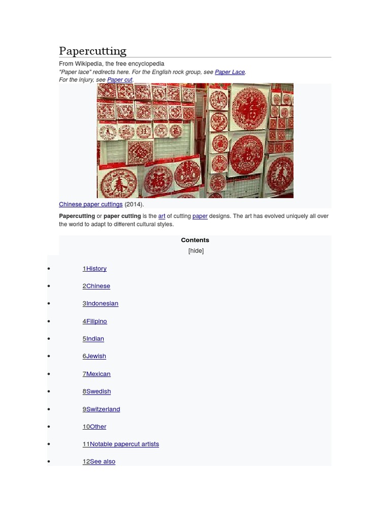Papercutting: From Wikipedia, The Free Encyclopedia | PDF | Art Media ...