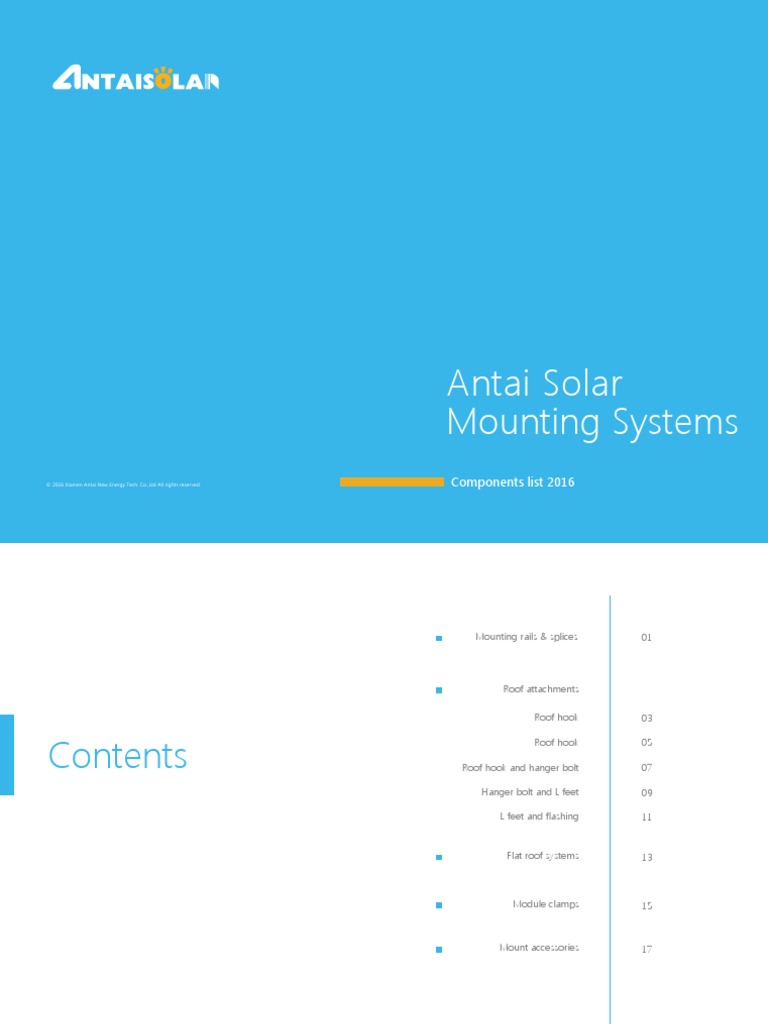 Antai Solar Mounting Systems: Components List 2016 | PDF | Screw ...