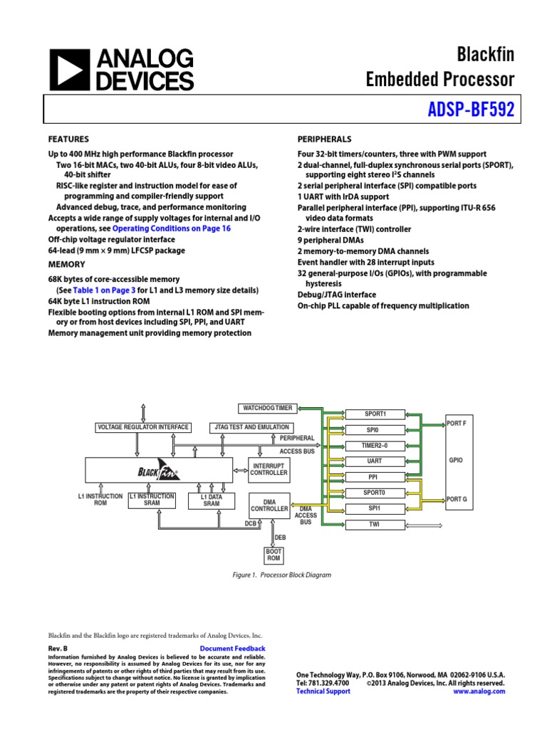 ADSP-BF592: Blackfin Embedded Processor | PDF | Instruction Set | Central Processing Unit