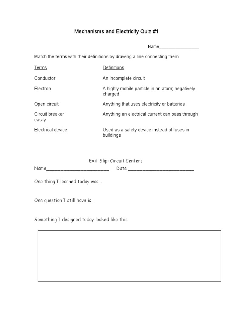 Electricity Quiz and Circuit Design Rubric | PDF