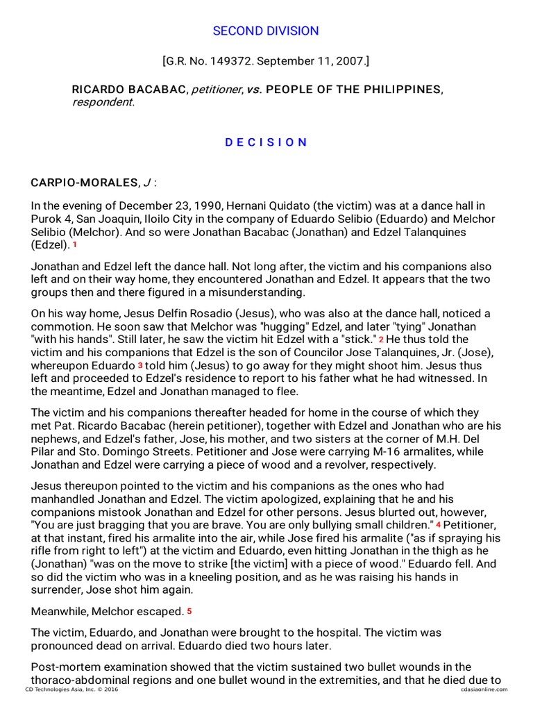 10 Bacabac v. People | PDF | Conspiracy (Criminal) | Murder
