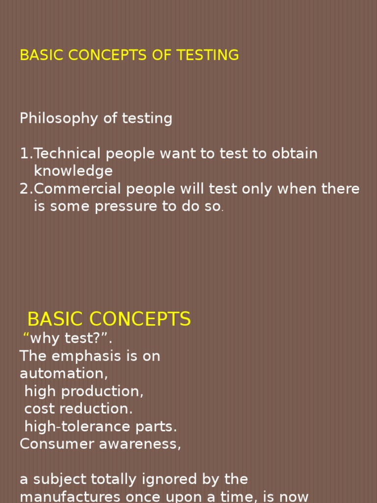 Basic Concepts of Testing | Download Free PDF | Standardization ...