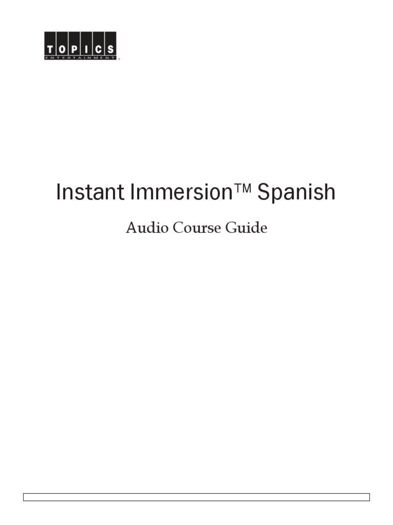 Instant Immersion Spanish: Audio Course Guide | PDF | Grammatical ...