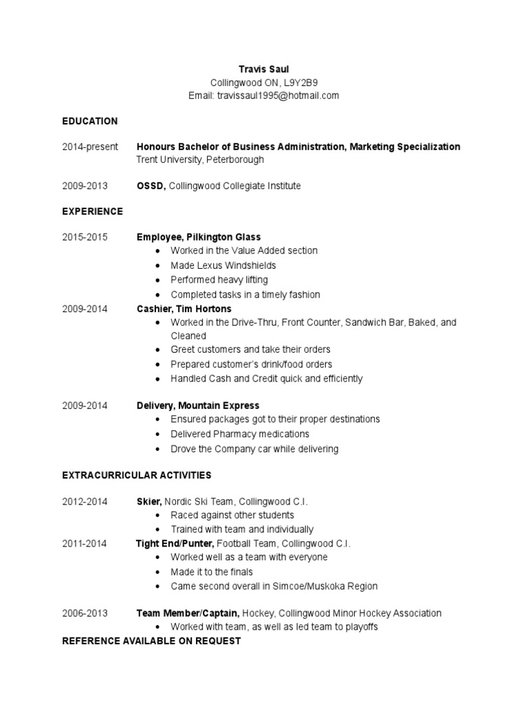 Travis Saul's Resume: Marketing & Experience | PDF | Career & Growth