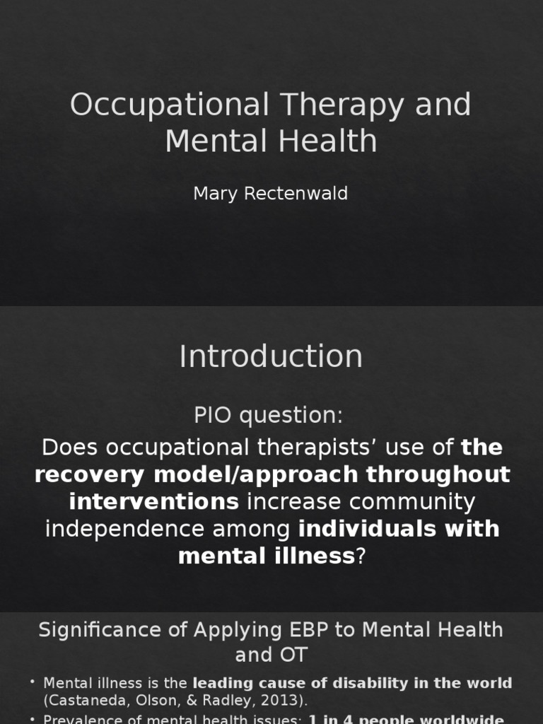 Occupational Therapy and Mental Health