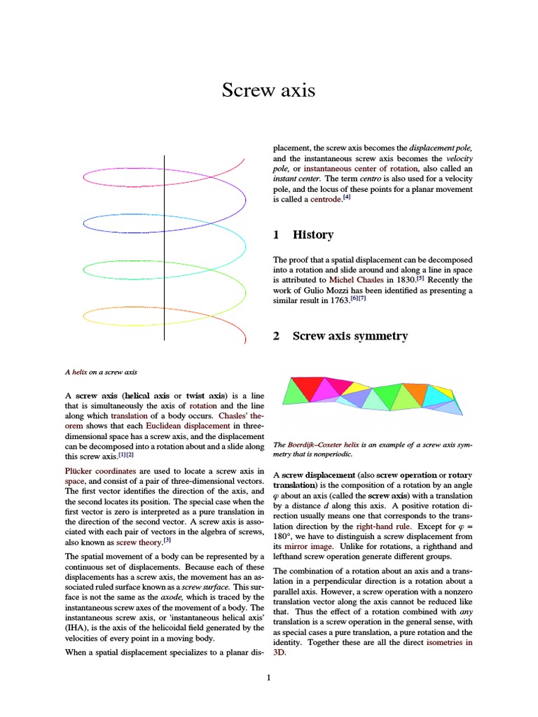Screw Axis | PDF | Euclidean Geometry | Mechanical Engineering