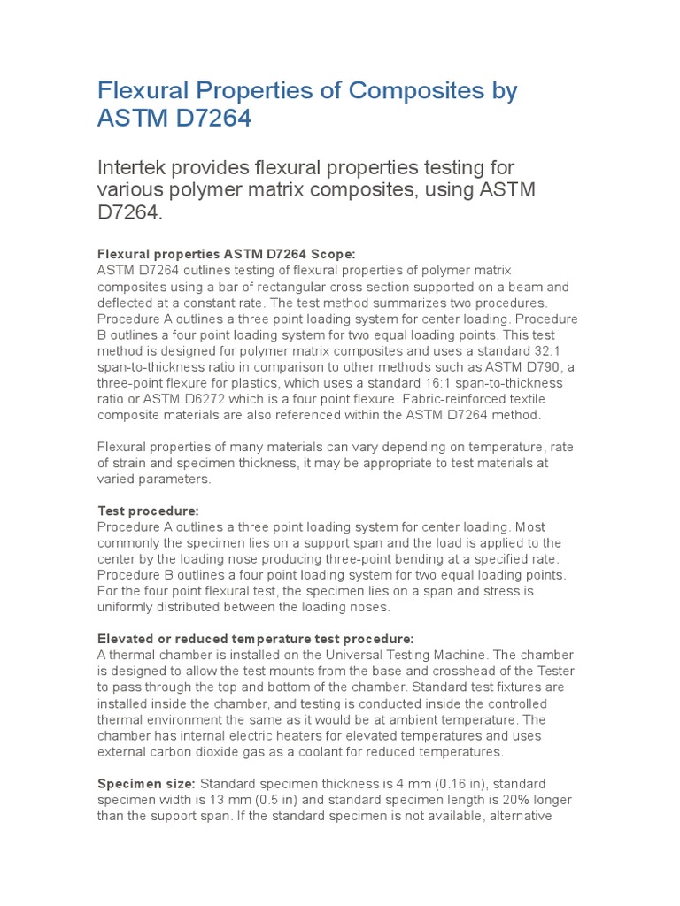 ASTM D7264 - Teste de Flexão em Compósitos | PDF | Bending | Composite ...