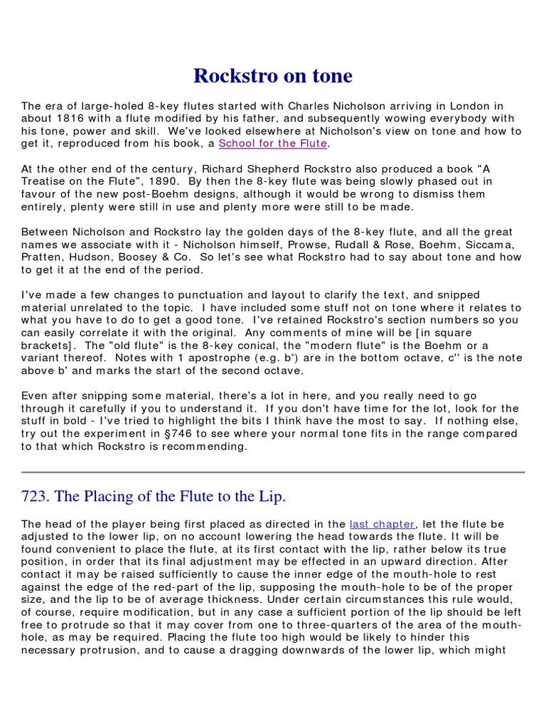 Rockstro On Tone | PDF | Pitch (Music) | Flute