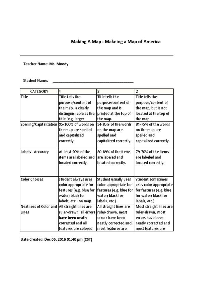 Map Creation Grading Rubric | PDF | Language Arts & Discipline ...