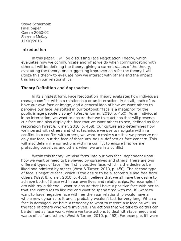 Face Negotiation Theory | Download Free PDF | Negotiation | Conflict ...
