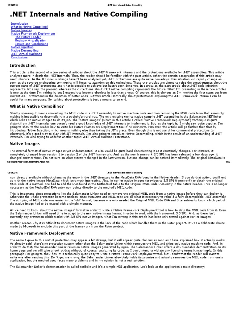 NET Internals and Native Compiling | PDF | Windows Registry | Software ...