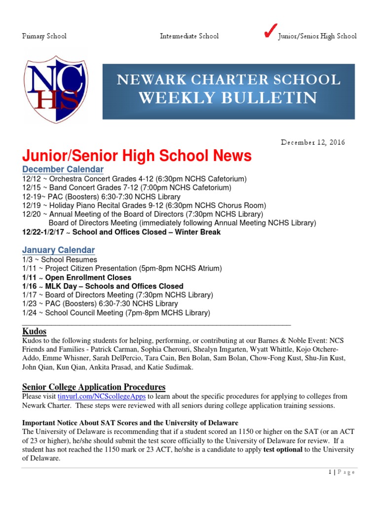 Newark Charter School Weekly Bulletin | PDF | Attorney's Fee ...