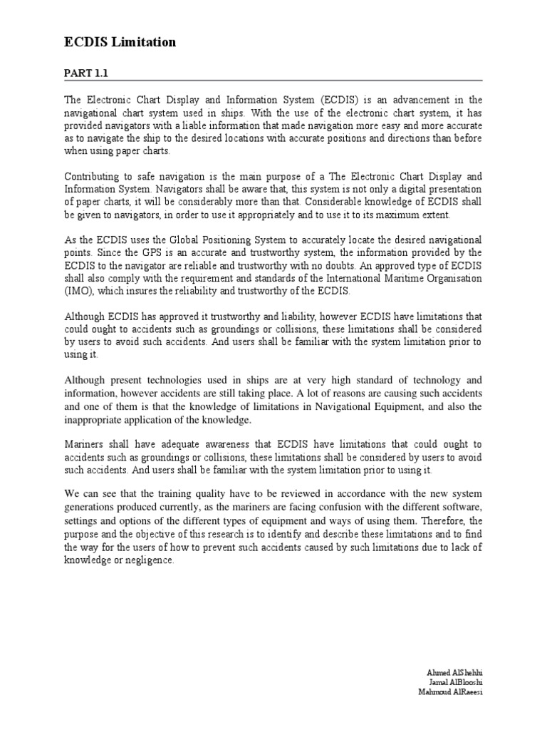 ECDIS Limitation 1.1 + 1.2 | PDF | Navigation | Water Transport