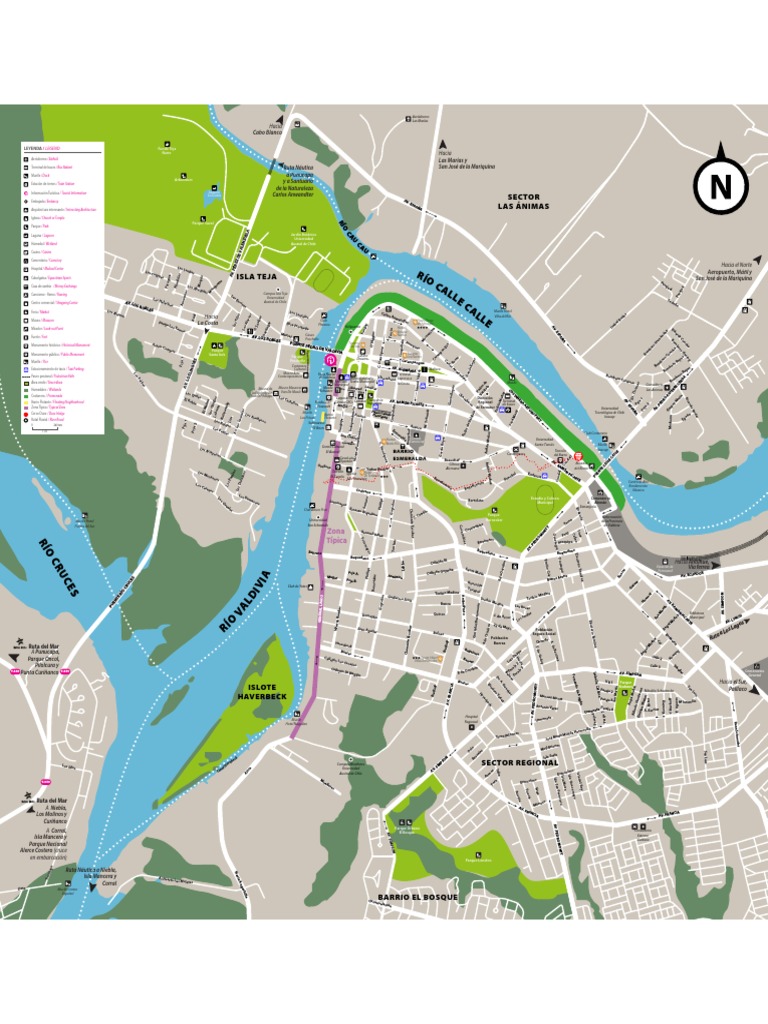 Mapa Turístico de Valdivia y Atractivos | PDF | Transporte | Business