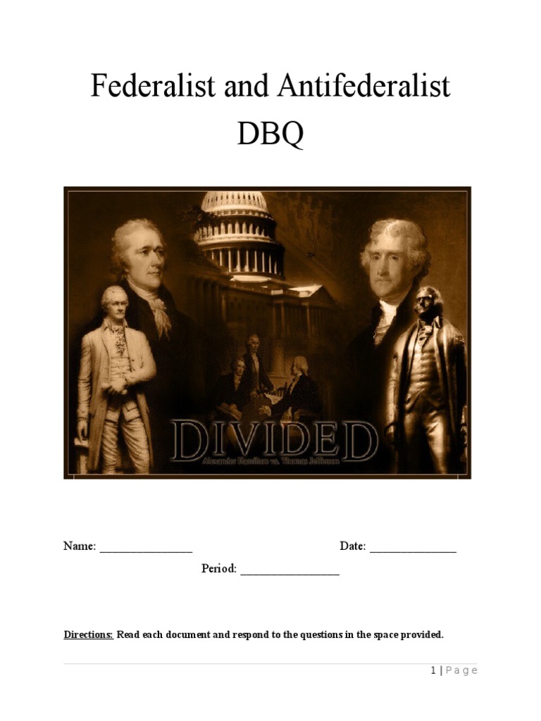 Federalist and Antifederalist DBQ Packet | PDF | James Madison ...