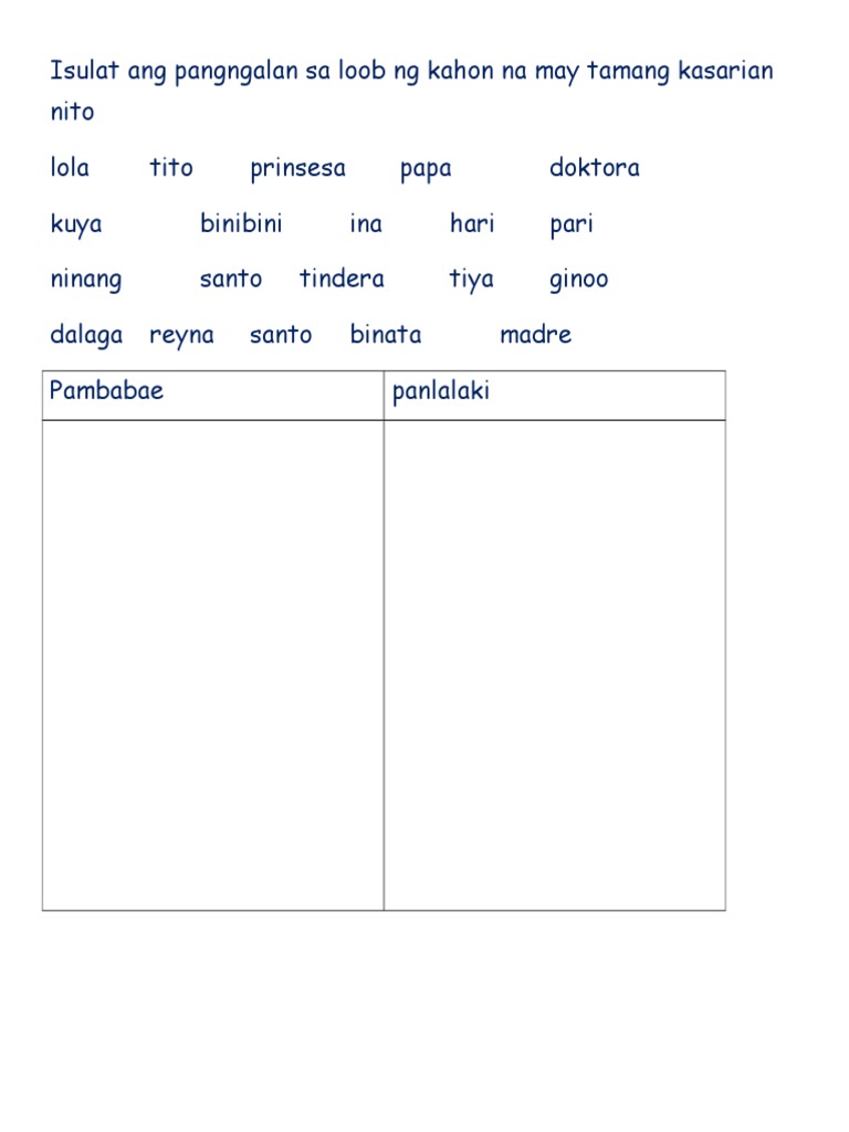 Pangngalan Worksheet | PDF