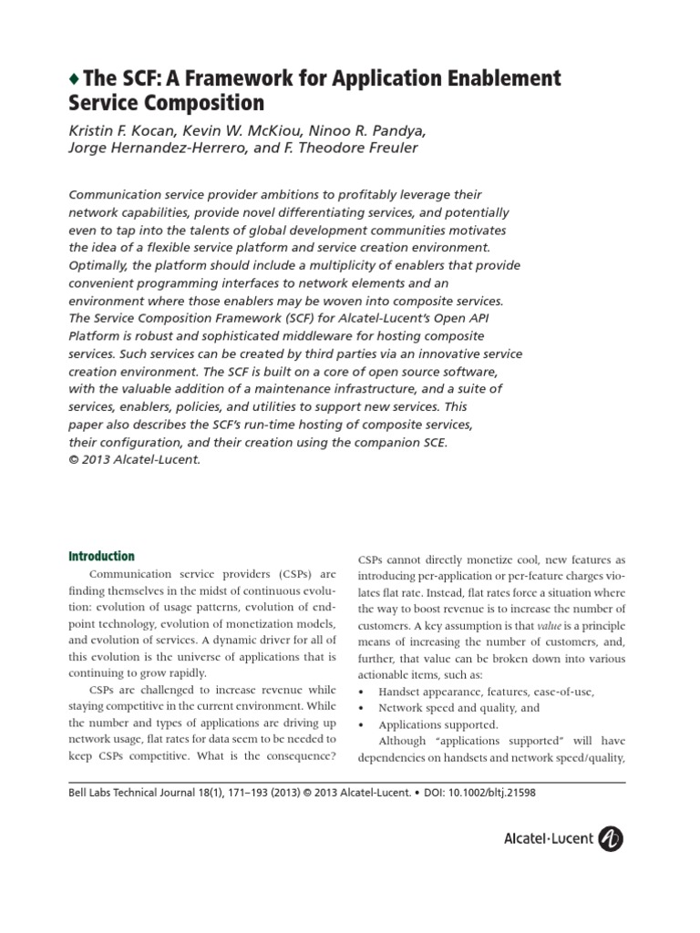 The SCF: A Framework For Application Enablement Service Composition ...
