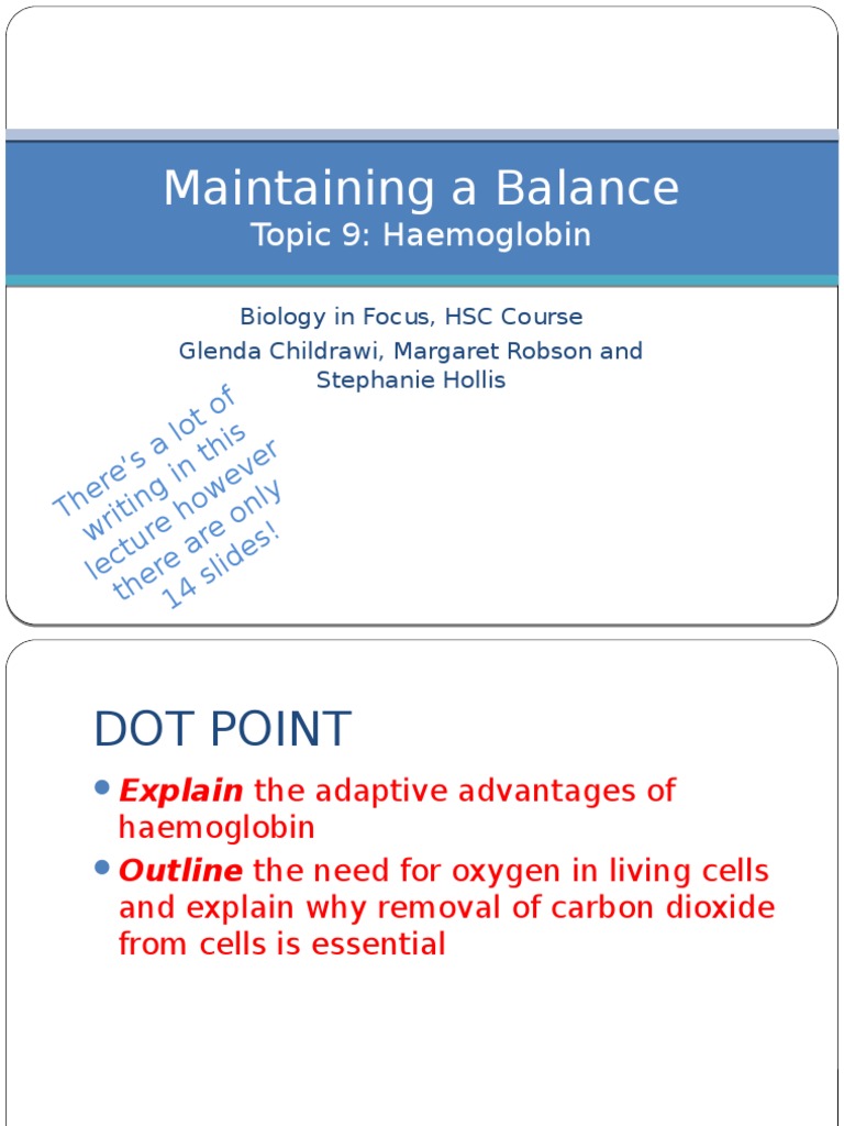 Maintaining A Balance: Topic 9: Haemoglobin | PDF | Hemoglobin ...