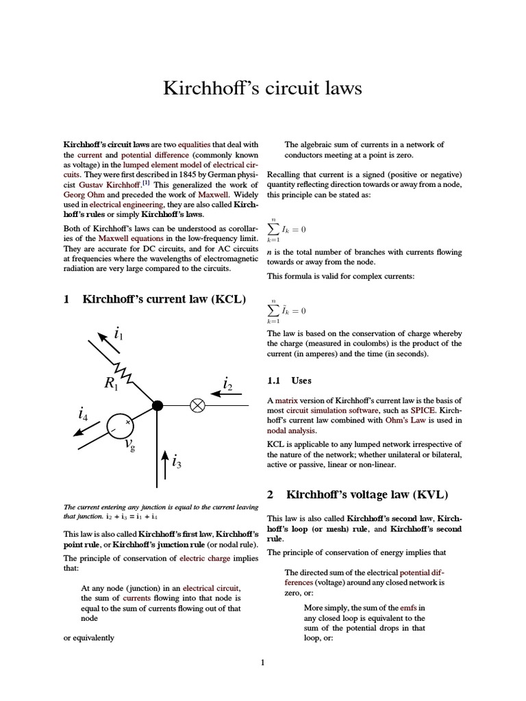 Kirchhoff's Circuit Laws | PDF | Physical Quantities | Classical Mechanics