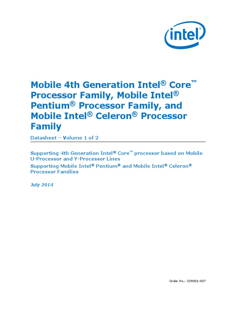 4th Gen Core Family Mobile U y Processor Lines Vol 1 Datasheet PDF ...