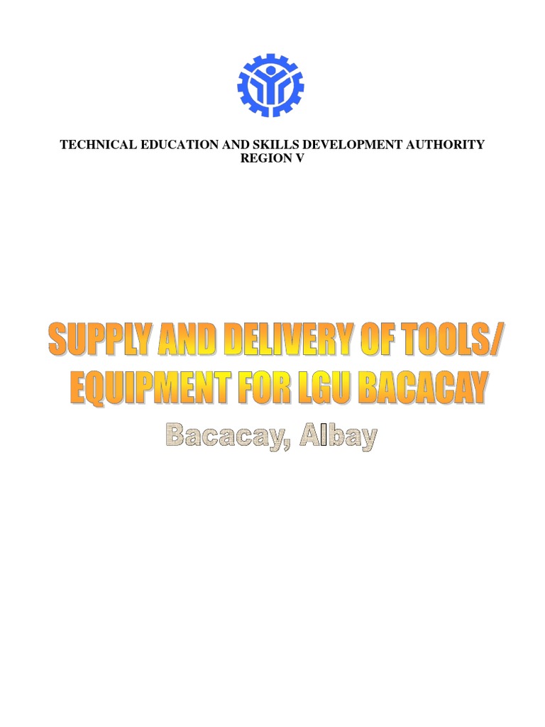 Supply and Delivery of Various Tools and Equipment For Lgu Bacacay ...