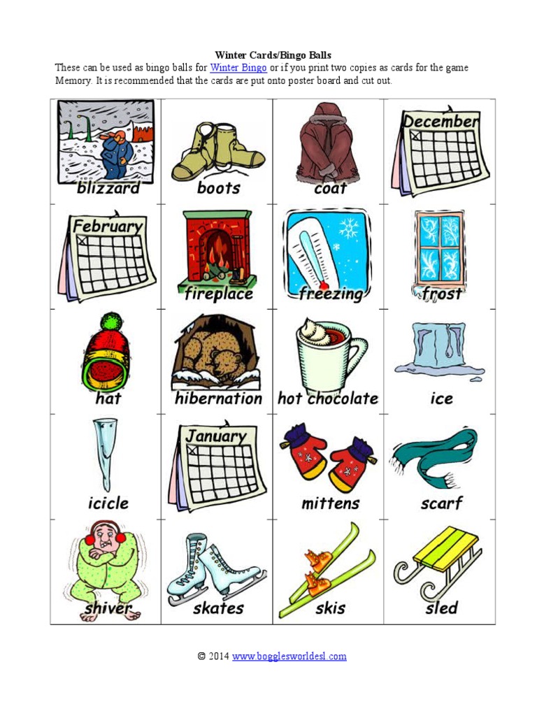 Winter Bingo Cards and Balls | PDF