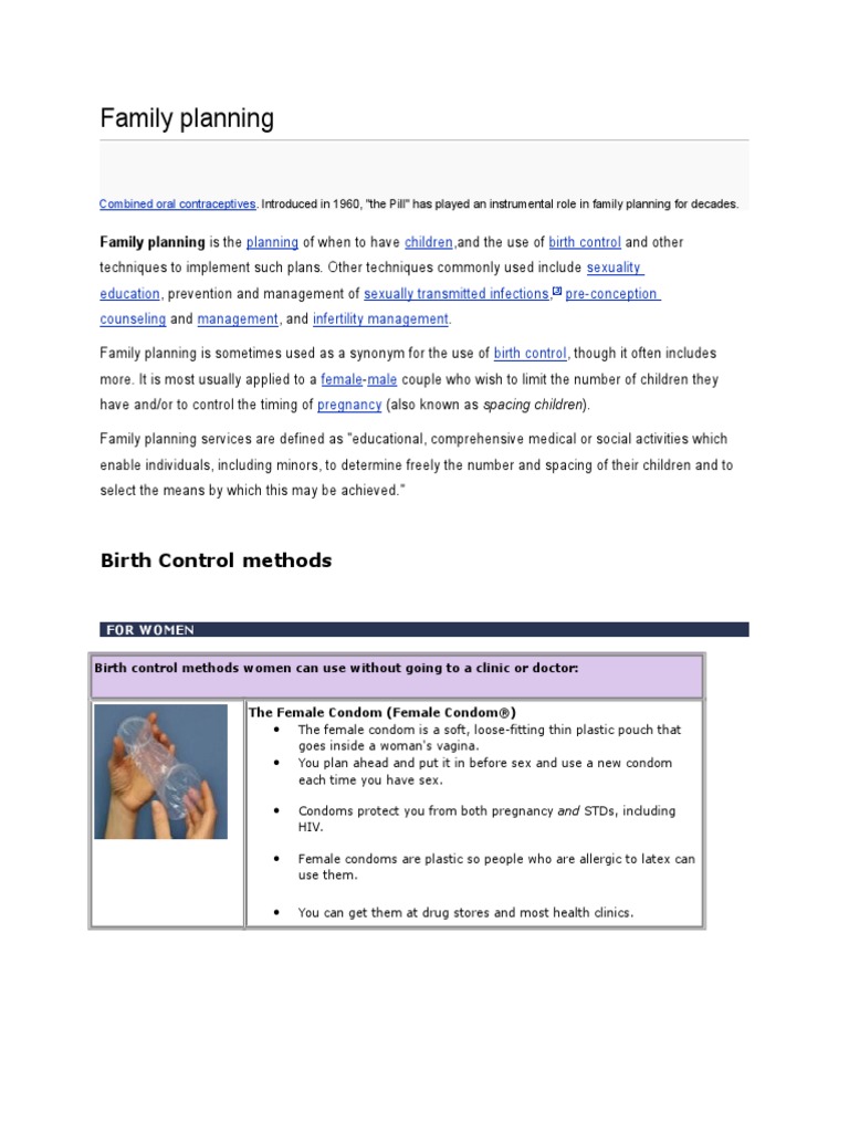 Family Planning: Birth Control Methods | PDF | Birth Control | Condom