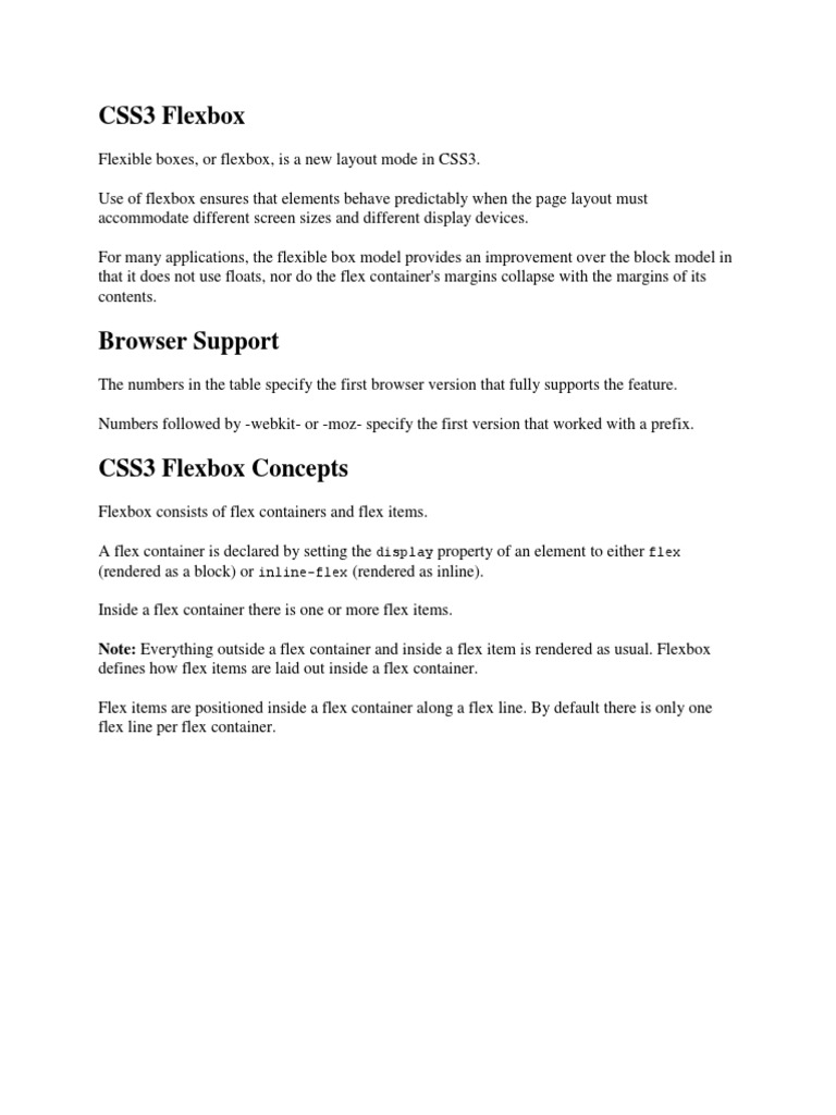 CSS3 Flexbox Layout Guide | PDF