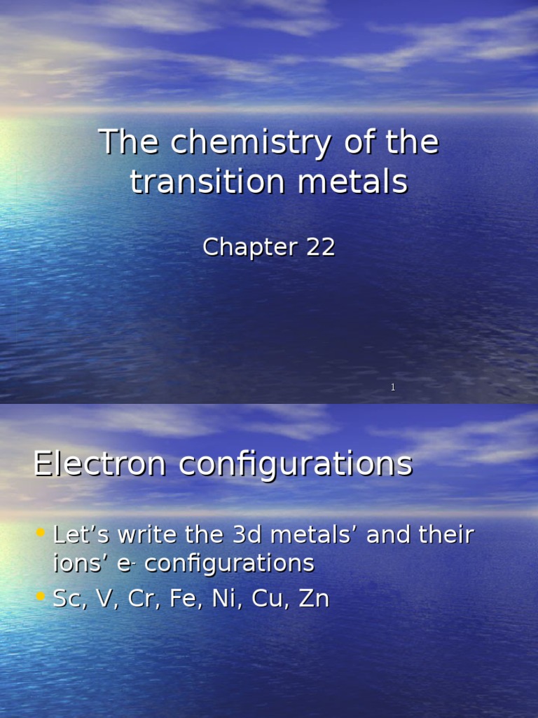Transition Metals: Chemistry Overview | PDF | Teaching Methods ...