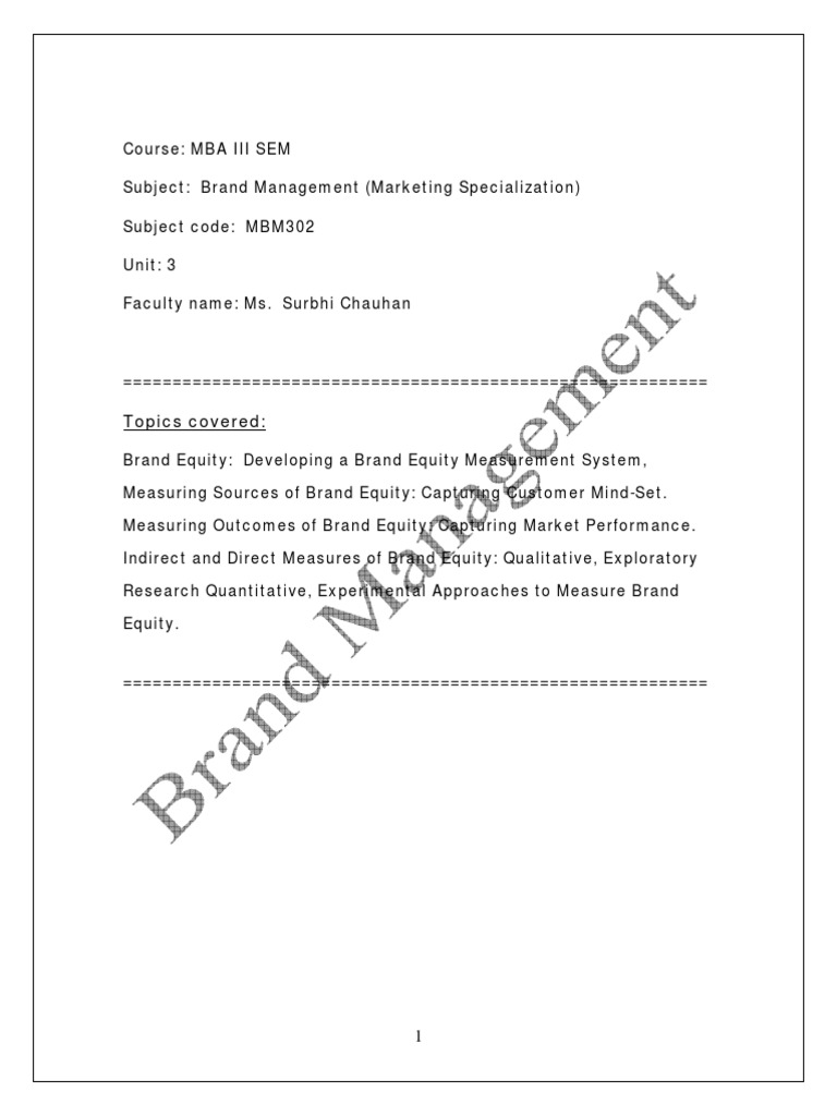 Measuring Brand Equity Effectively | PDF | Brand | Qualitative Research
