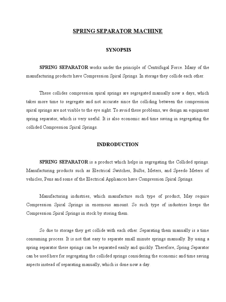 Efficiently Separating Collided Compression Springs: An Overview of the ...