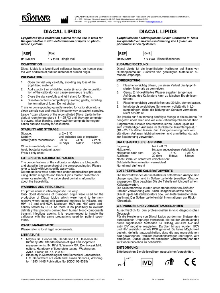 Diacal Lipids en de Rev01 19157 | PDF | High Density Lipoprotein ...