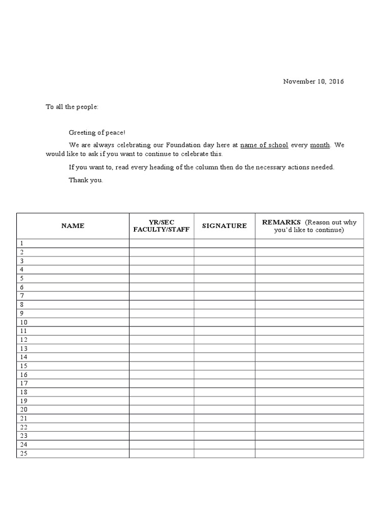Name Signature REMARKS (Reason Out Why: Yr/Sec Faculty/Staff | PDF