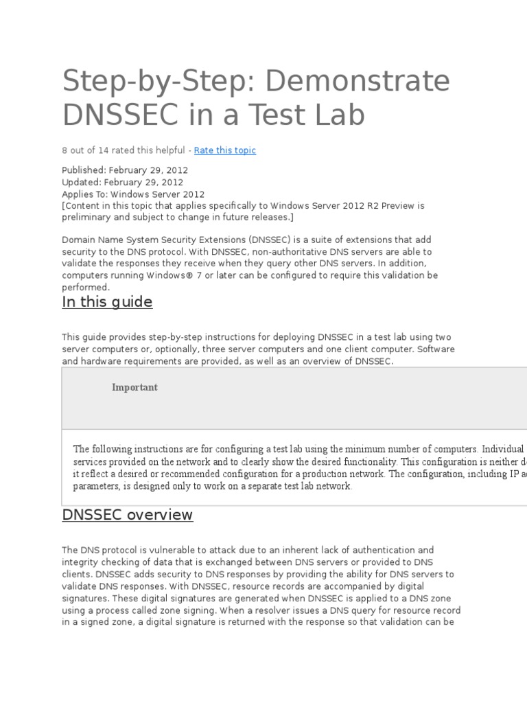 DNS Sec Step To Step | PDF
