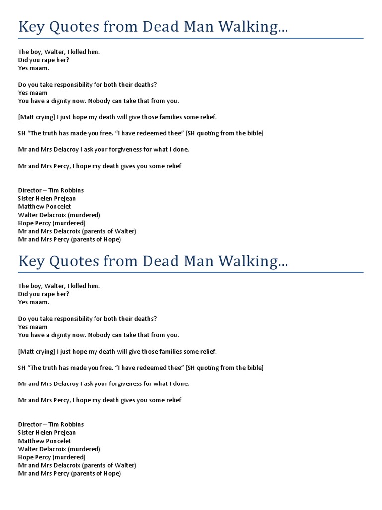 Key Quotes from Dead Man Walking | PDF | Mystery, Thriller & Crime Fiction