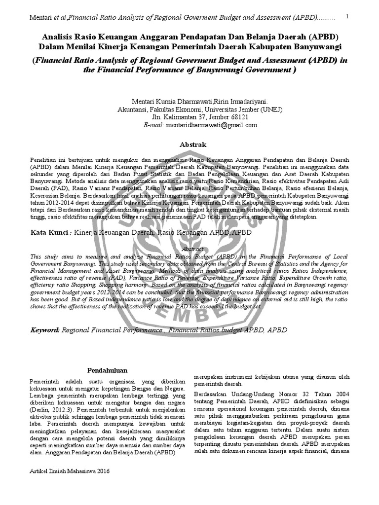 Analisis Rasio Keuangan APBD Banyuwangi | PDF