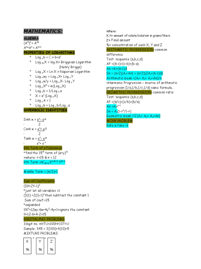 Mathematics (Formula) | PDF | Teaching Methods & Materials
