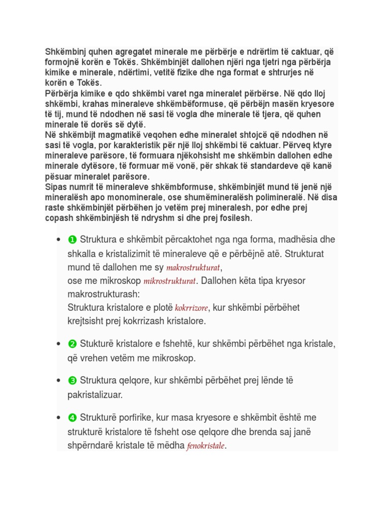 Shkëmbinj Quhen Agregatet Minerale Me Përbërje e Ndrërtim Të Caktuar | PDF