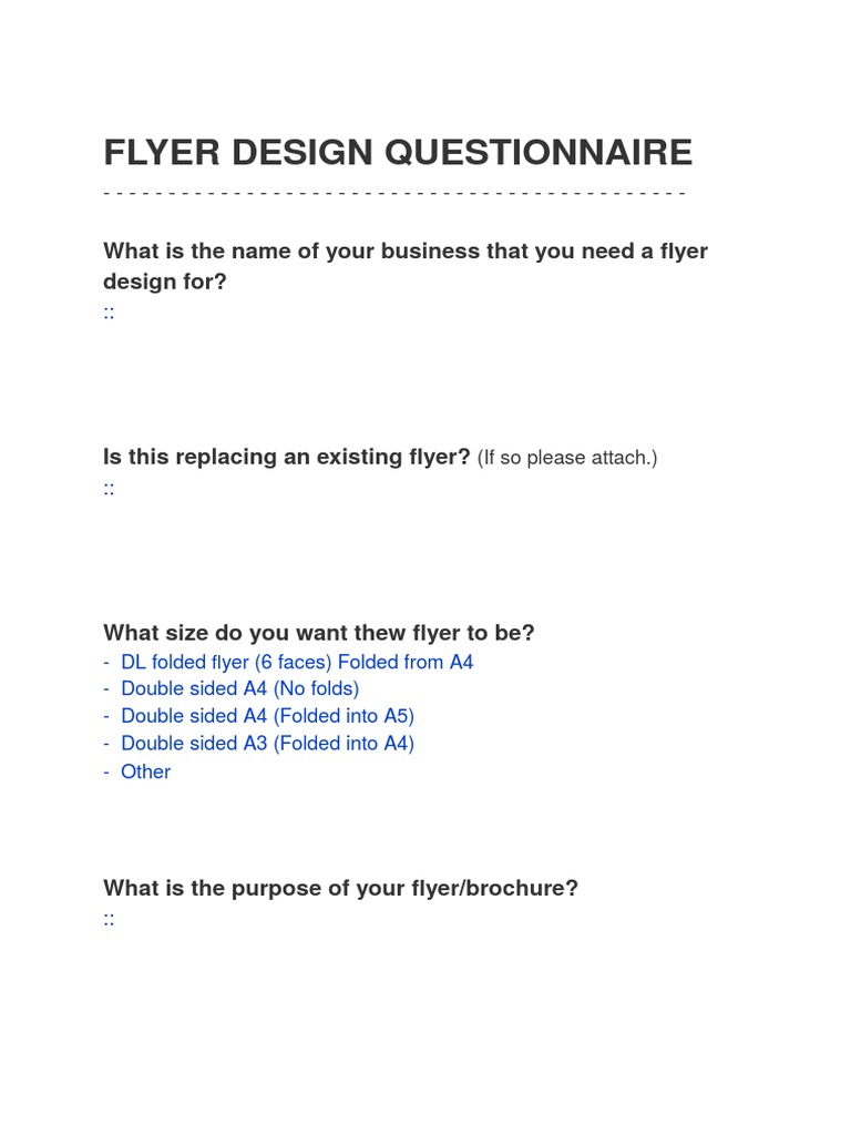 Flyer Design Questionnaire | PDF